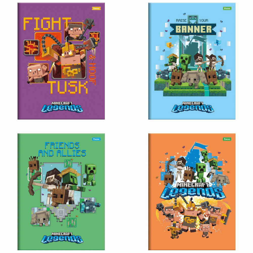 Caderno Brochura Capa Dura Universitário Minecraft 80 Folhas FORONI ...