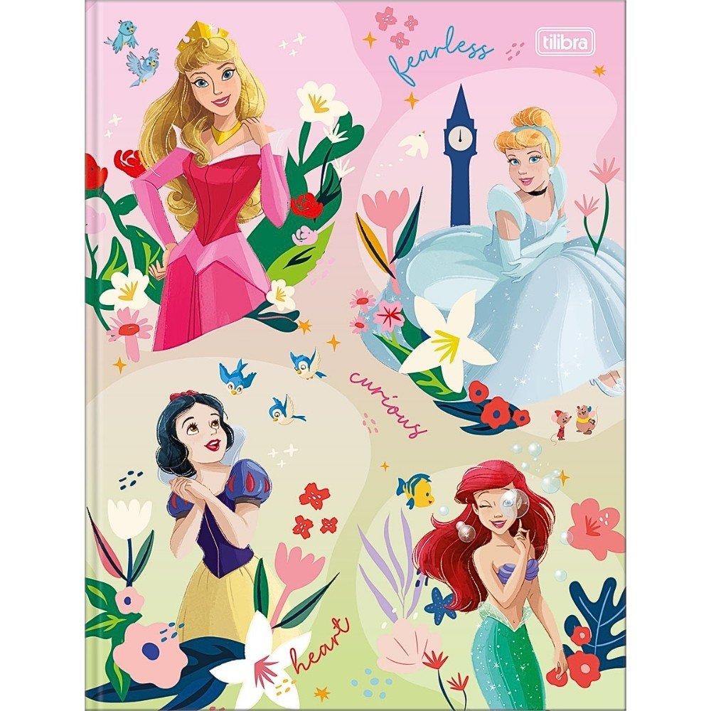 Caderno Brochura Capa Universitário Dura Disney Princesas 80 Folhas ...