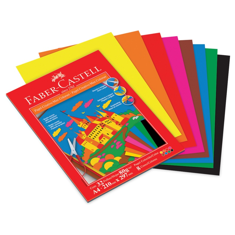 Papel Criativo Max Colorset A4 32 Folhas 8 Cores FABER-CASTELL - Frame ...