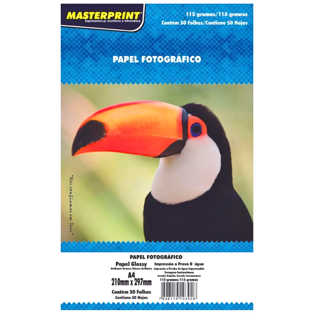 Papel Fotográfico 115G Glossy A4 50 Folhas MASTERPRINT - Frame Papelaria