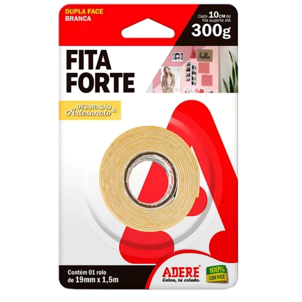 Fita Dupla Face Branca Forte 300g ADERE - Frame Papelaria