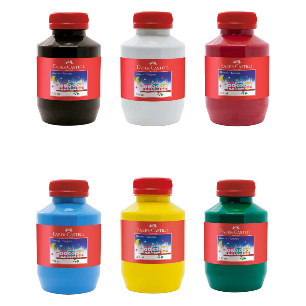 Frame-Papelaria Tinta Guache Escolar 250ml Faber-Castell - Branco