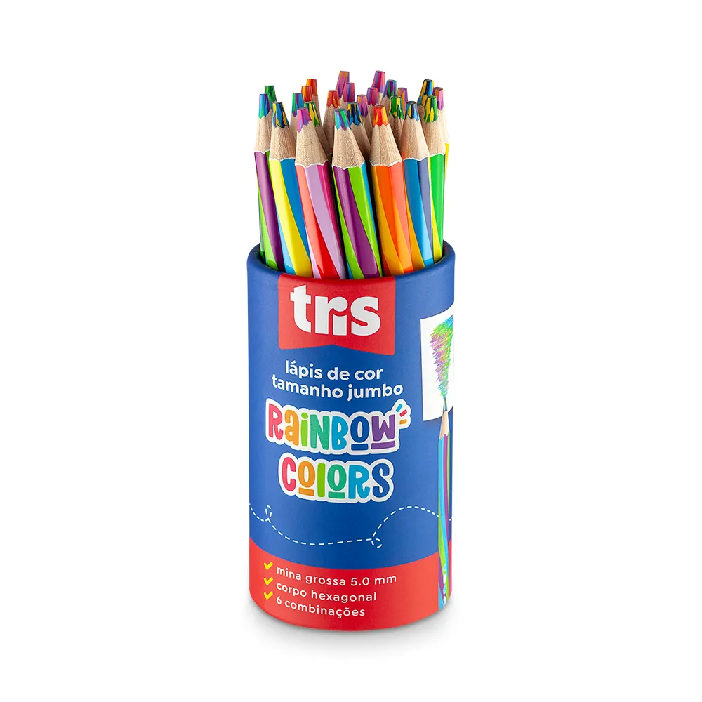Lápis De Cor Jumbo Rainbow Colors TRIS - Azul Escuro, Azul Claro e ...