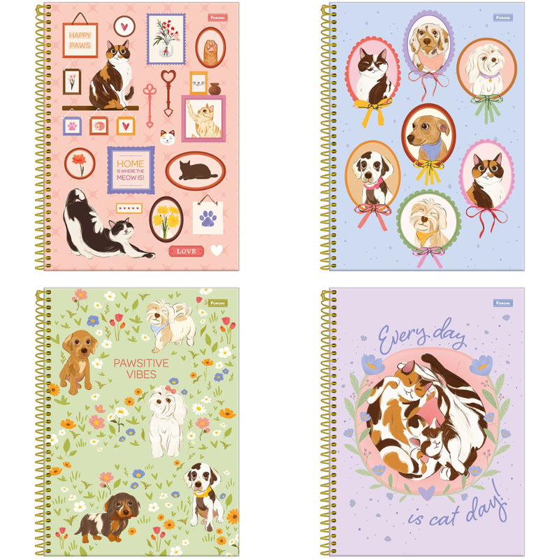 Caderno Espiral Capa Dura Universitário 10 Matérias Smoogies 160 Folhas ...