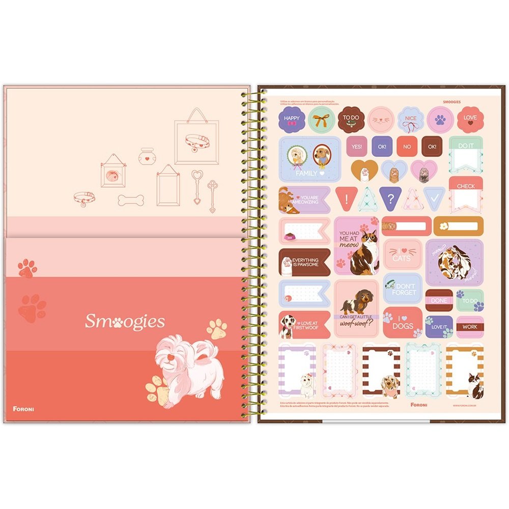 Caderno Espiral Capa Dura Universitário 10 Matérias Smoogies 160 Folhas ...