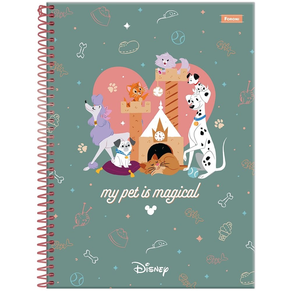 Caderno Espiral Capa Dura Universitário 1 Matéria Disney Pets 80 Folhas ...