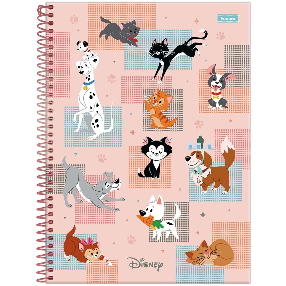 Caderno Espiral Capa Dura Universitário 1 Matéria Disney Pets 80 Folhas ...