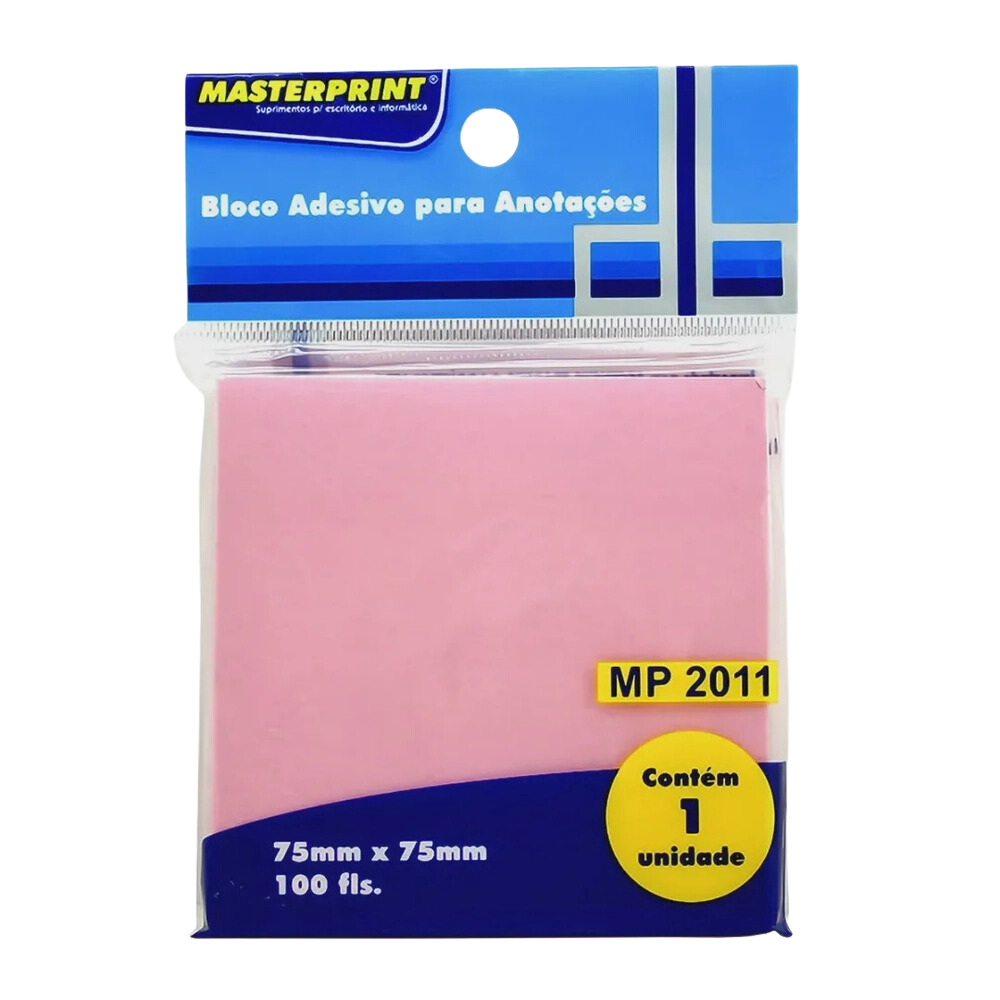 Bloco Adesivo Post-it 75x75mm 100 Folhas MASTERPRINT - Rosa - Frame ...