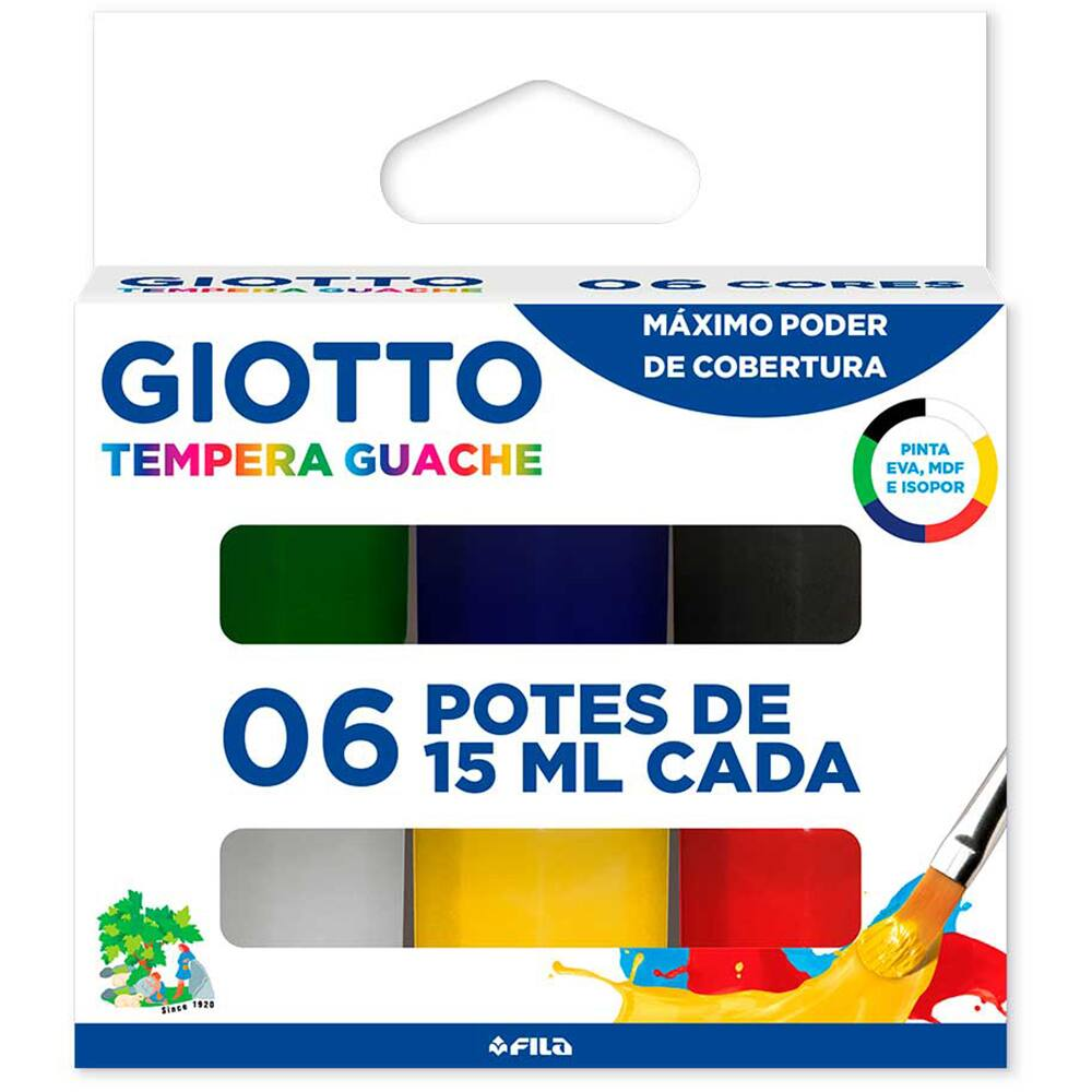 Tinta Guache 6 Cores 15ml GIOTTO - Frame Papelaria