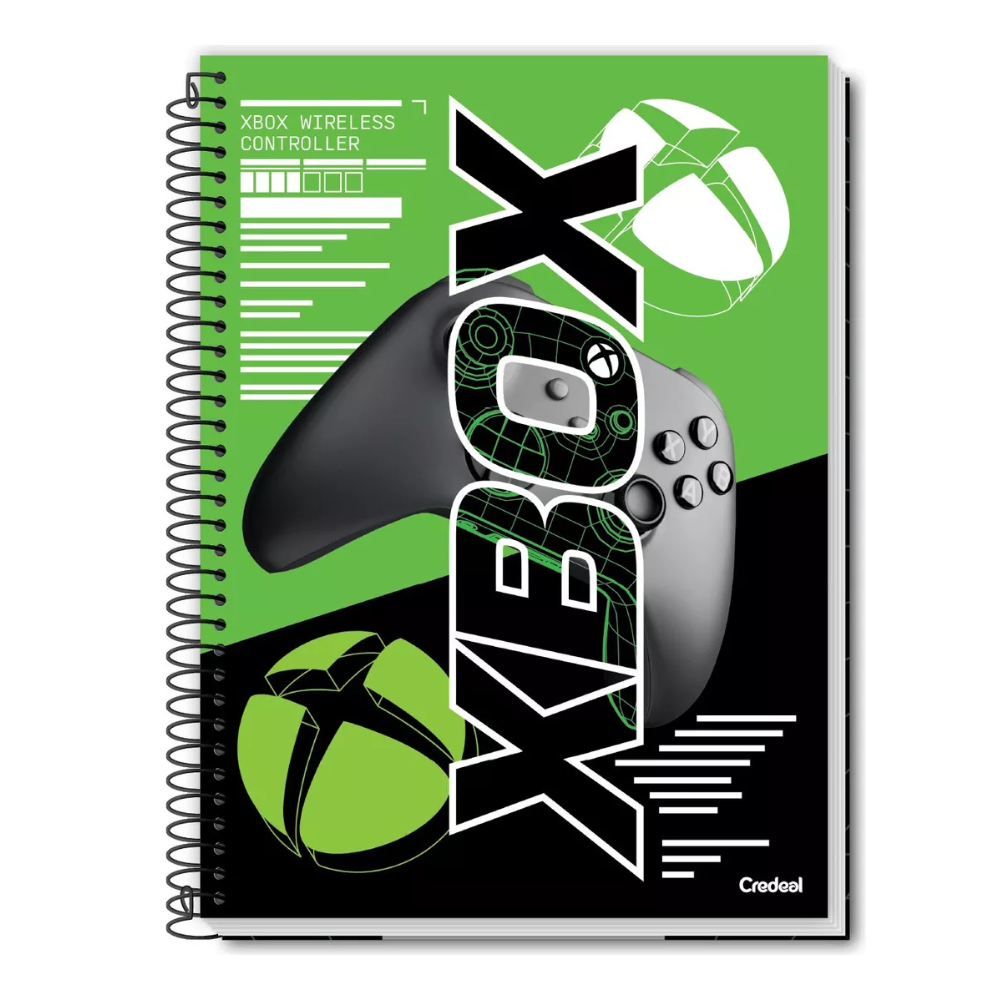 Caderno Espiral Capa Dura Universitário A4 Xbox 80 Folhas CREDEAL ...