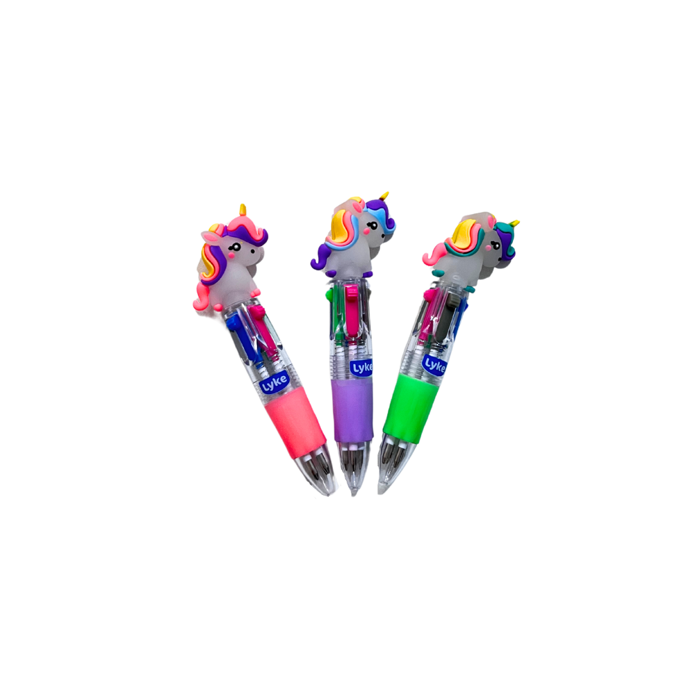 Mini Caneta Esferográfica 0.7mm 4 Cores Rainbow Unicórnio LYKE - Verde ...