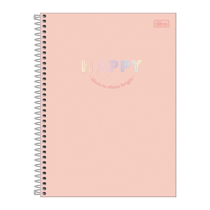 Caderno Universitário Happy TILIBRA 80 Folhas Capa Dura – Frame Papelaria